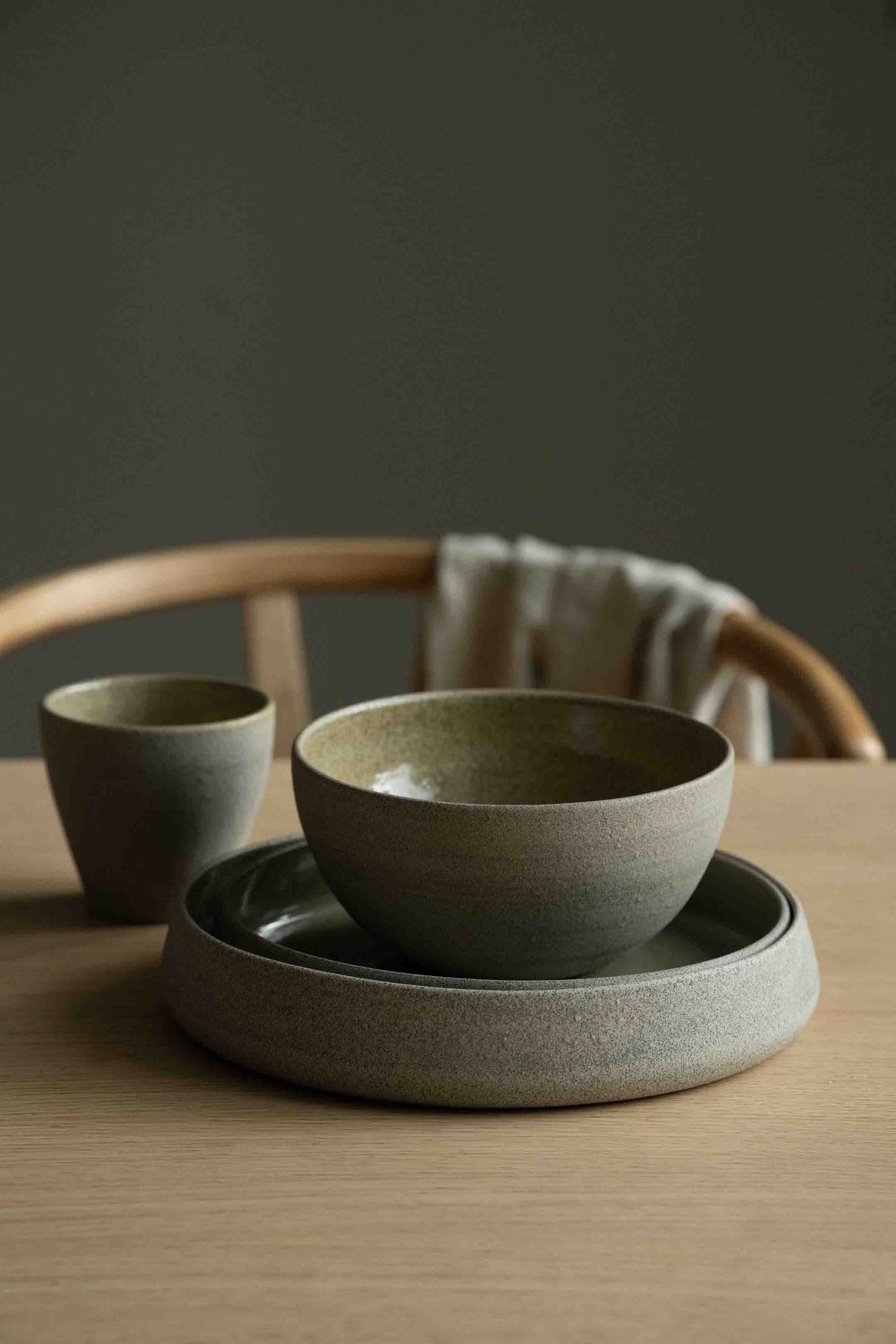 Stoneware Dinner Set Concrete - Handmade Pottery Rustic Dinnerware ...